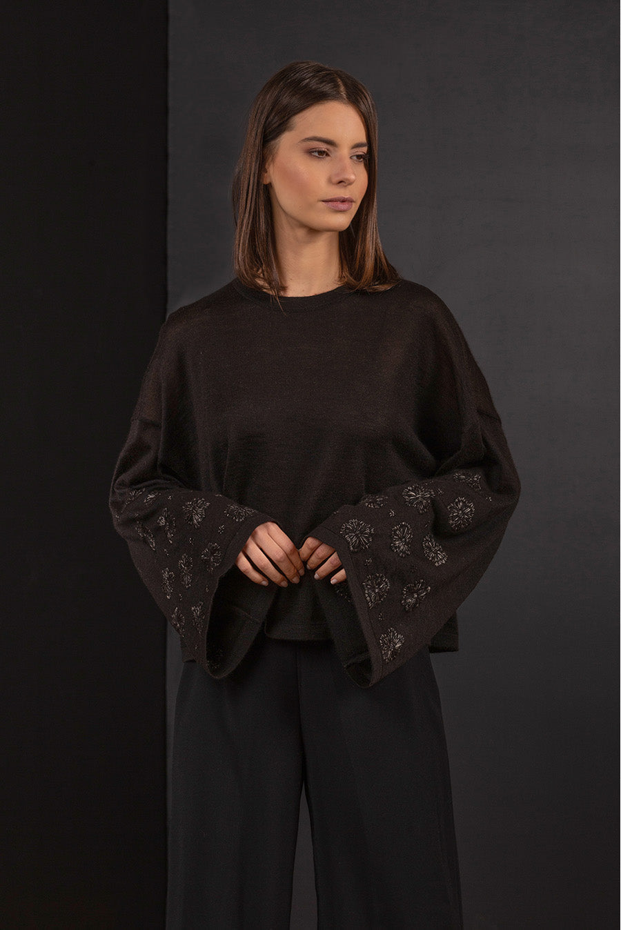 Baku Sweater Baby Alpaca Black Color Black