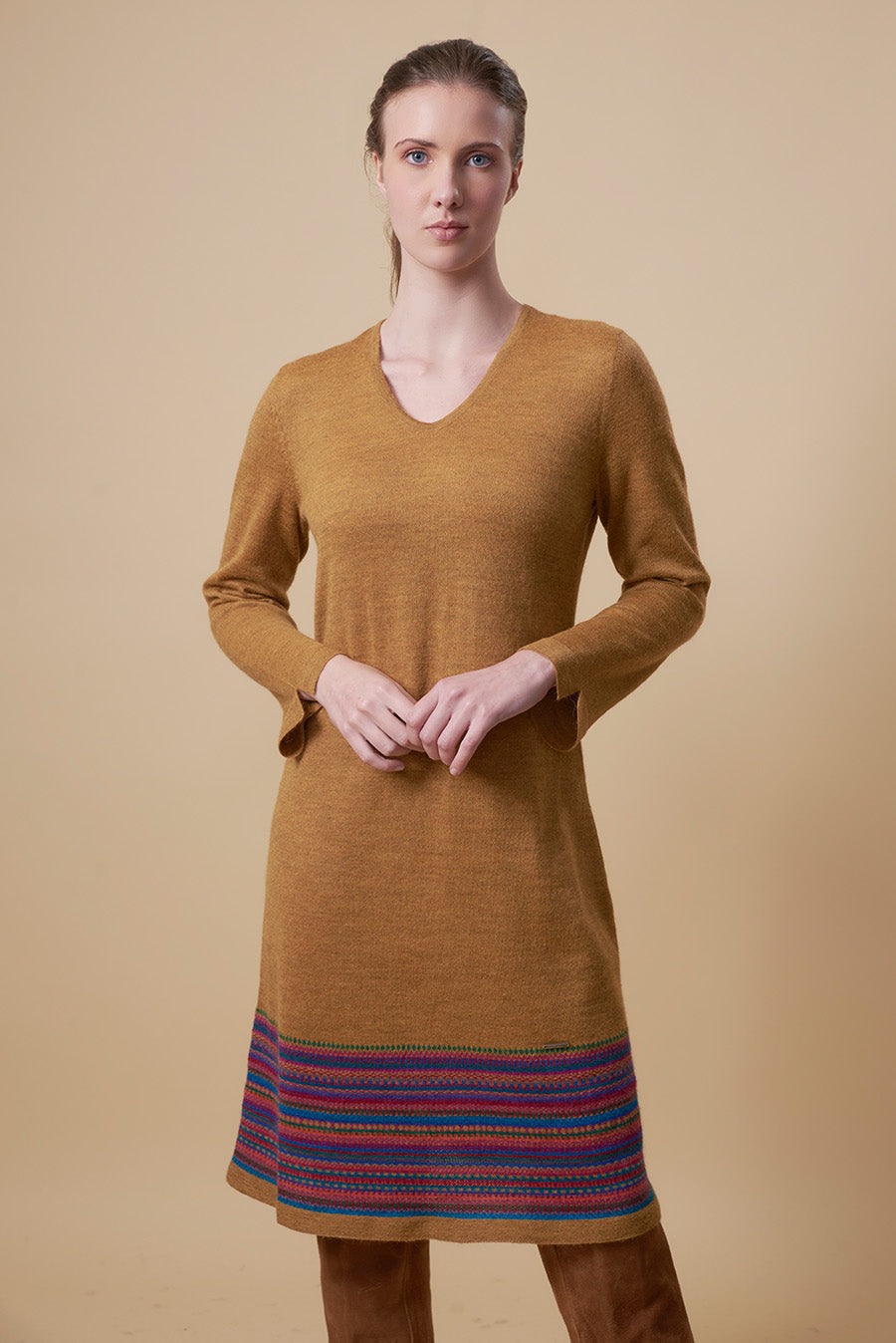 Taupa Dress Baby Alpaca Color Senape